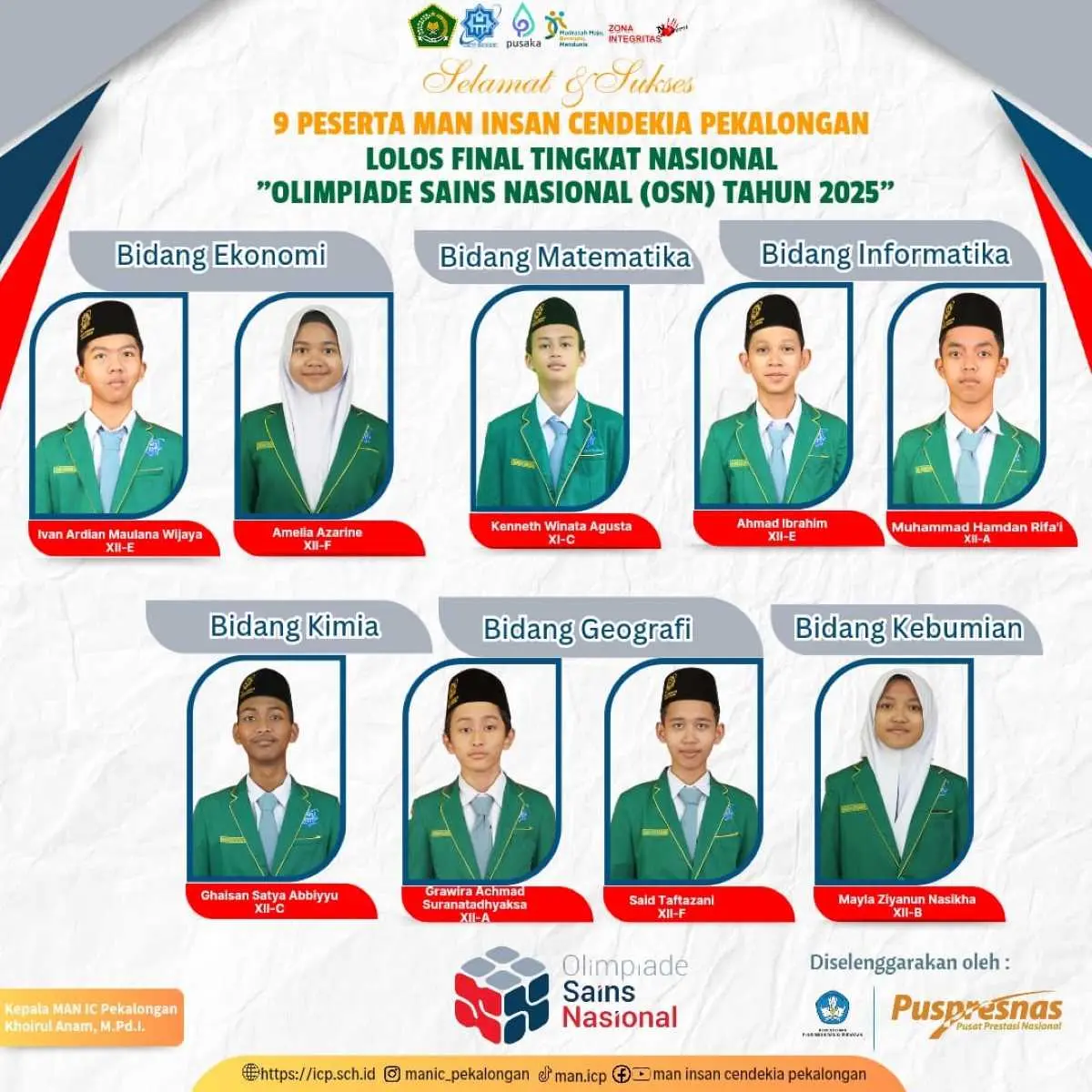 Sembilan Siswa MAN IC Pekalongan Lolos Final OSN Nasional 2025, Siap ...